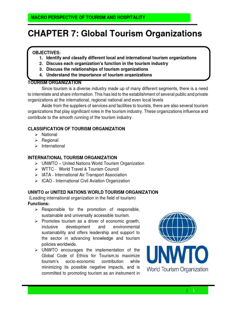 Overview of Global Tourism Organizations | PDF | Tourism | Economies