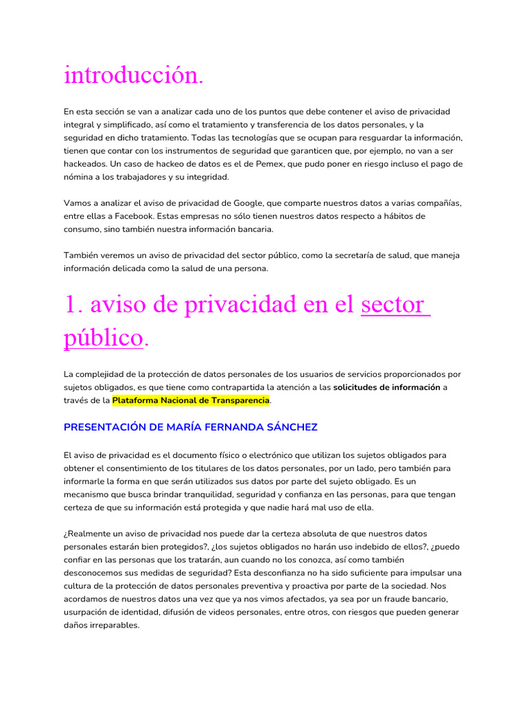 Contenido Del Aviso de Privacidad | PDF | Cookie HTTP | Privacidad