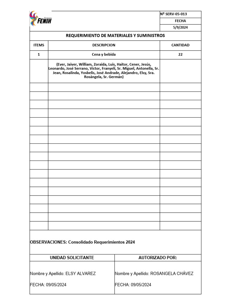 Formato Requerimientos | PDF