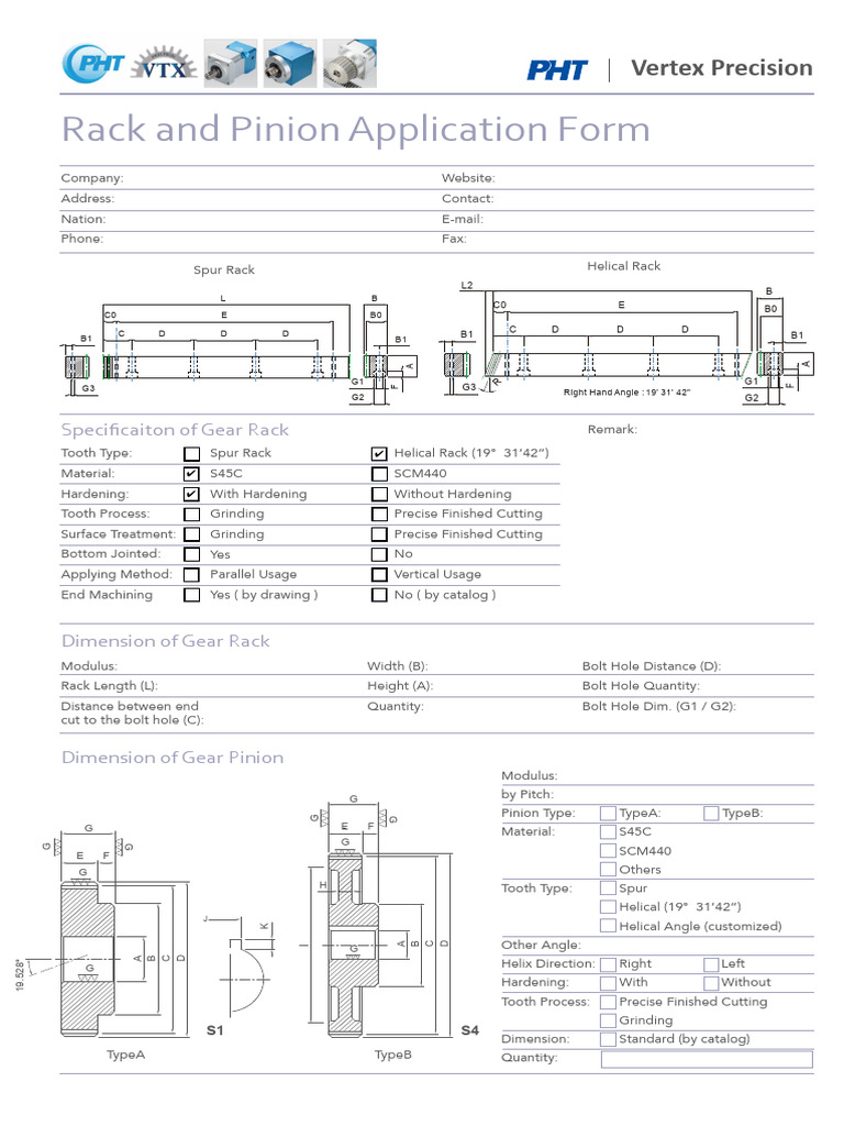 Gear Rack Application Form | PDF | Gear