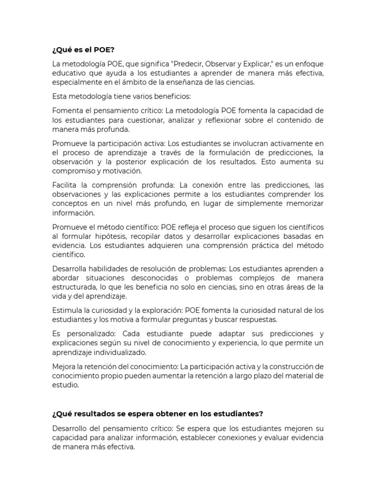 Qué Es El POE | PDF | Aprendizaje | Observación