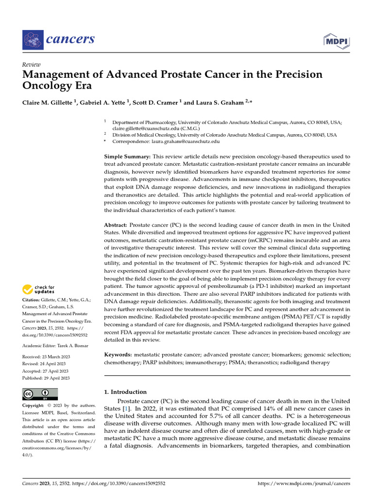 Cancers 15 02552 | PDF | Dna Repair | Cancer