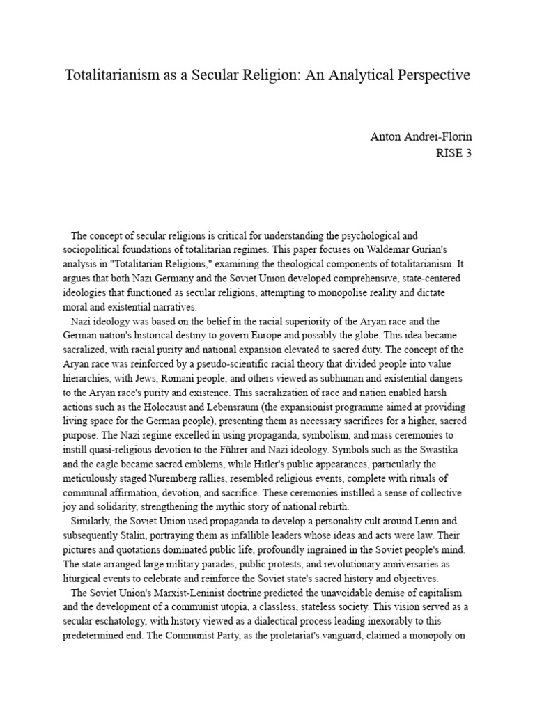 Anton Andrei - Totalitarianism As A Secular Religion | PDF ...