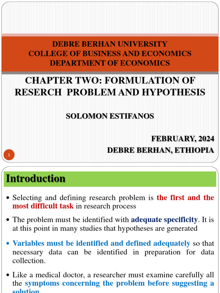 Chapter 2 - Formulation of Research Problem and Hypothesis | PDF ...