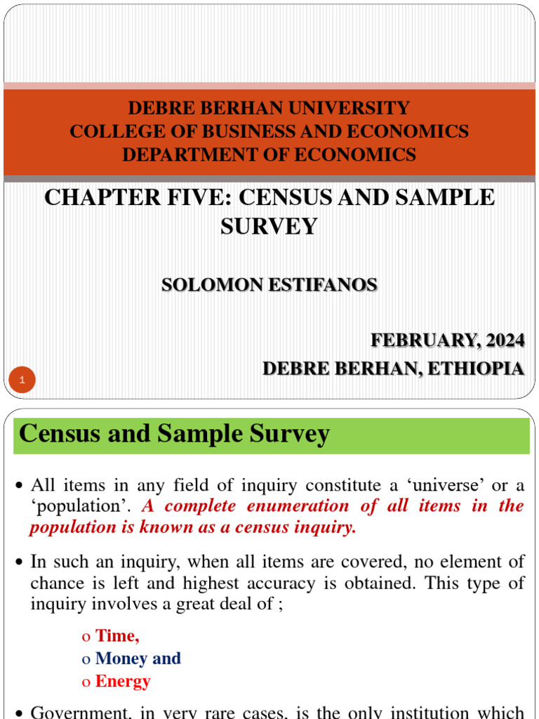 Chapter 5 - Census and Sample Survey | PDF | Sampling (Statistics ...