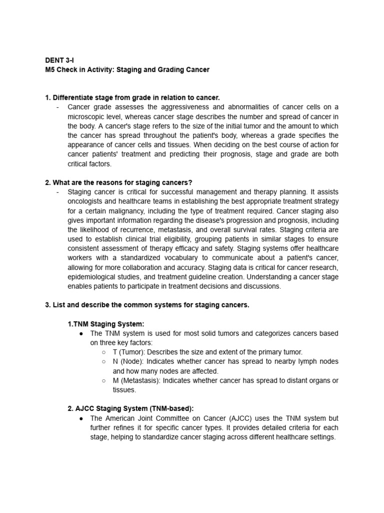 _- M5- Check in Activity | PDF | Cancer | Metastasis