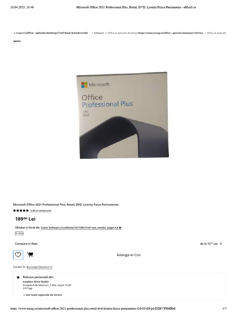 Microsoft Office 2021 Professional Plus, Retail, DVD, Licenta Fizica ...
