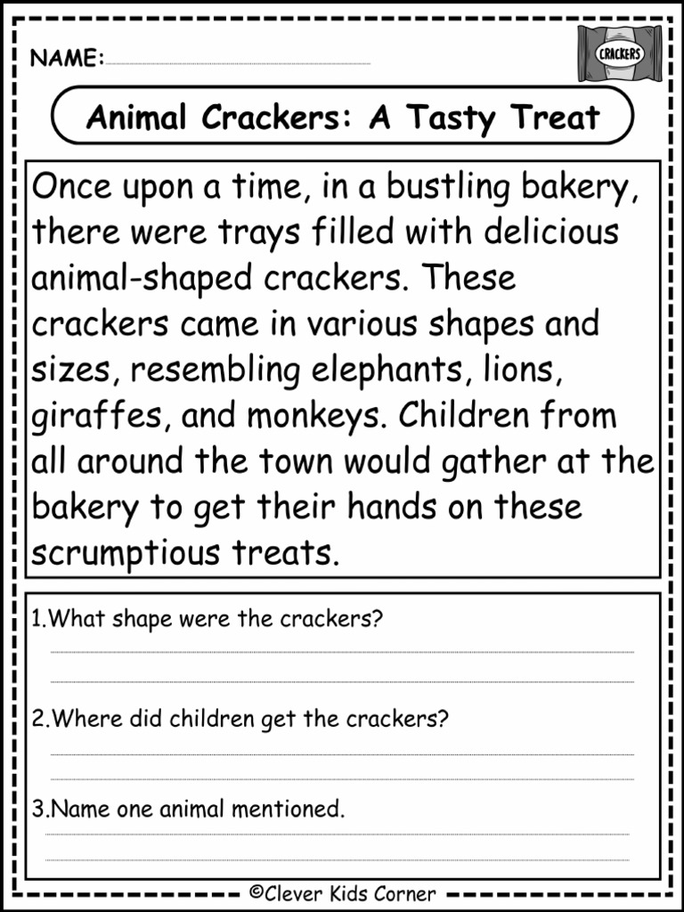 Animal Crackers Reading Comprehension Passages For K-2 | PDF