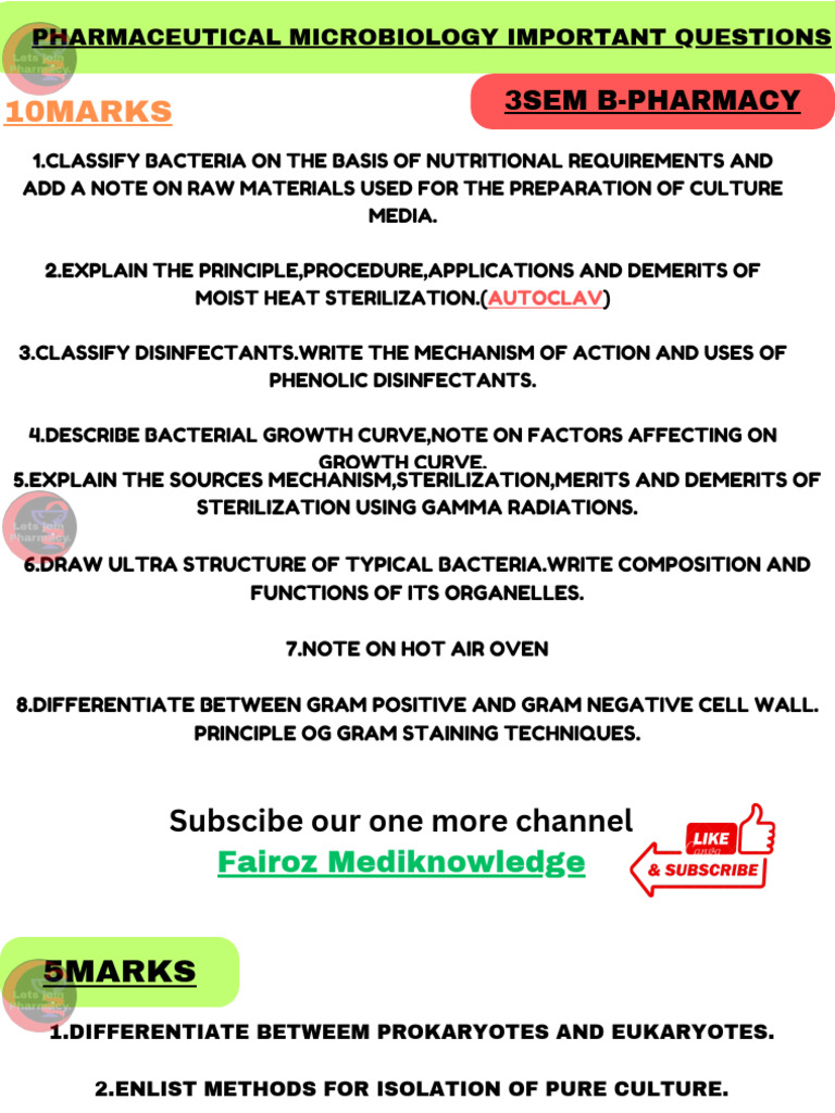 Microbiology Important Question 2024 | PDF | Bacteria | Sterilization (Microbiology)