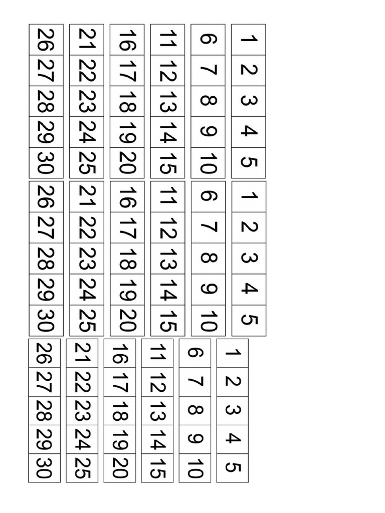 NUMEROS DEL 1 AL 30 para Actividades | PDF
