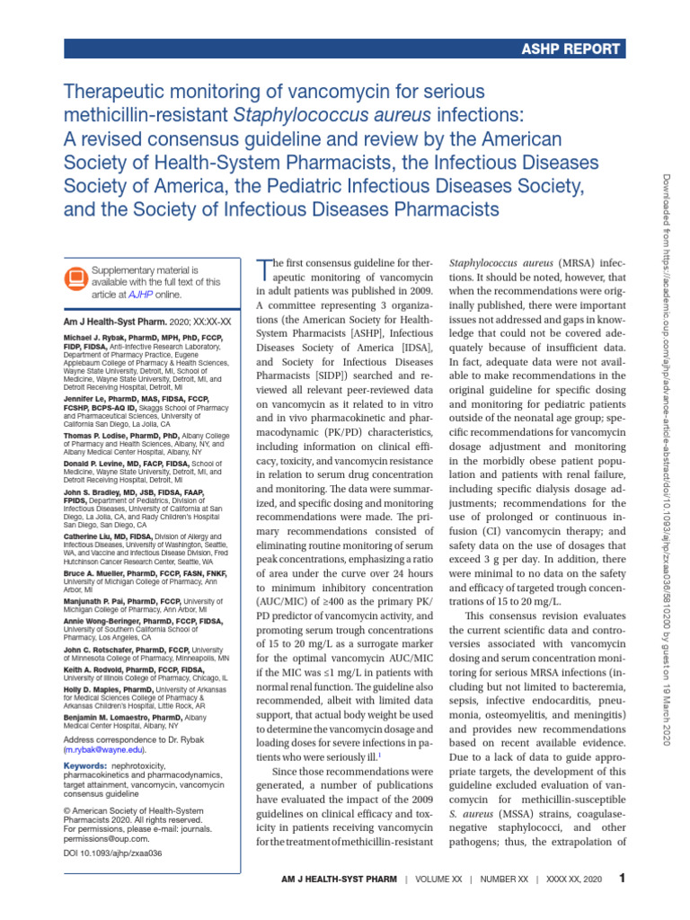 Vanco 2 | PDF | Methicillin Resistant Staphylococcus Aureus | Dose (Biochemistry)