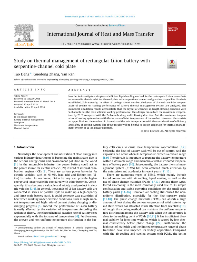 Li-ion Battery Cooling Study | PDF | Heat Transfer | Coolant