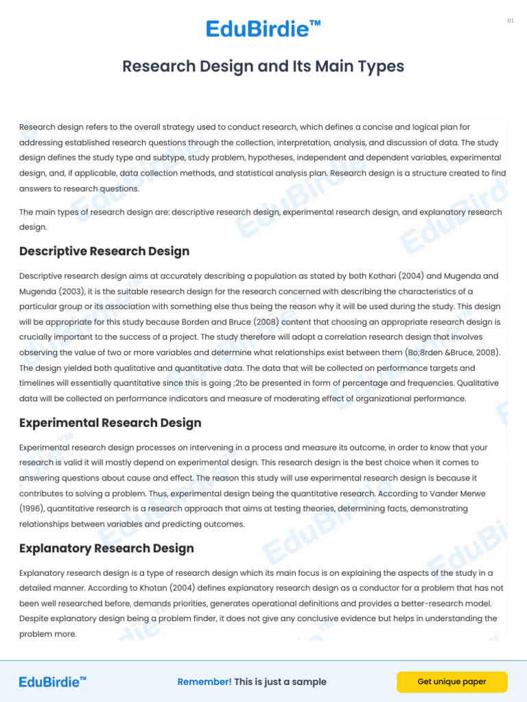 Research Design and Its Main Types | PDF | Research Design ...