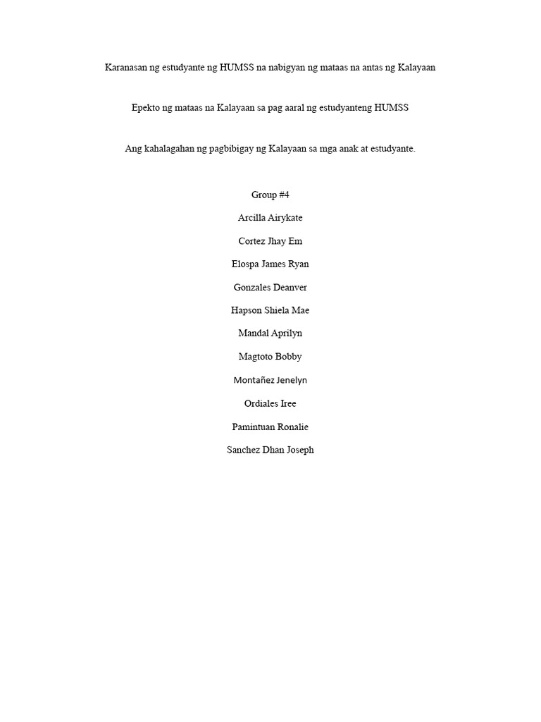 Group 4 HUMSS 102 | PDF