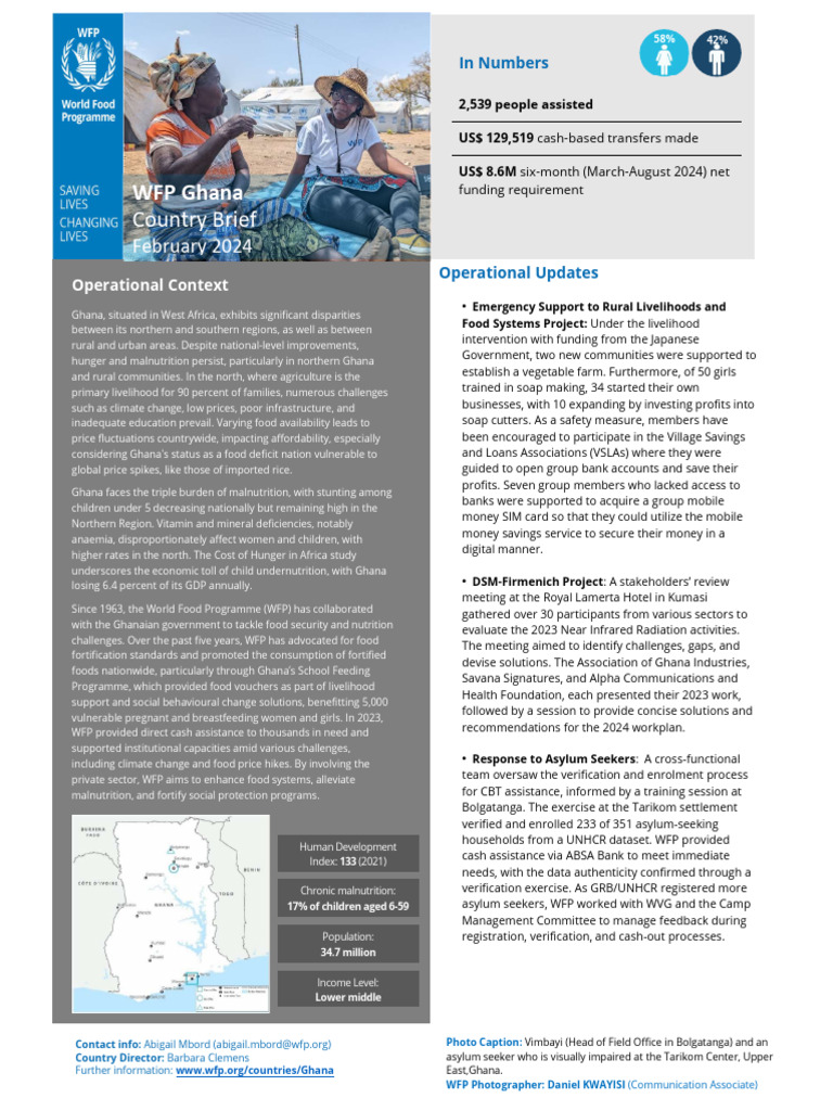WFP Ghana CountryBrief Feb2024 | Download Free PDF | Malnutrition ...