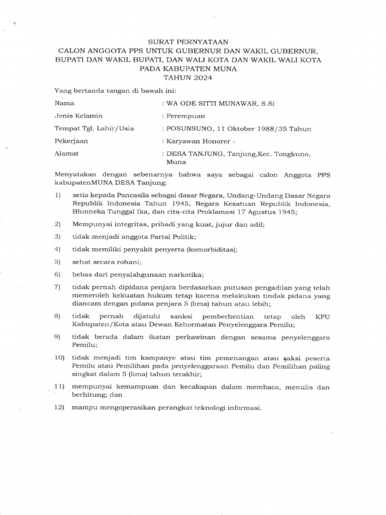 Pernyataan Munawar | PDF