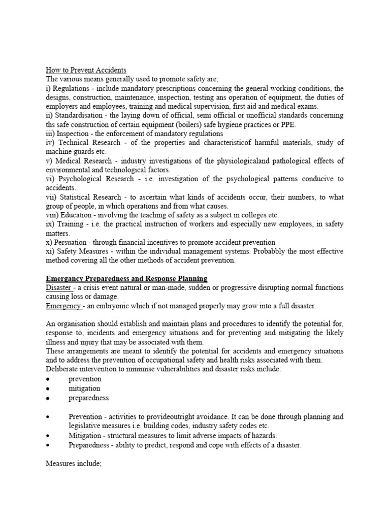 OCCUPATIONAL HEALTH AND SAFETY NOTES Part 3 | PDF | Occupational Safety ...