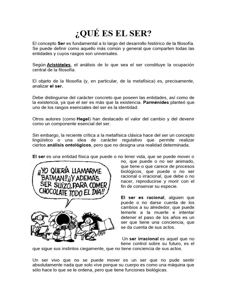 Concepto de Ser en Filosofía | PDF | Metafísica | Existencia
