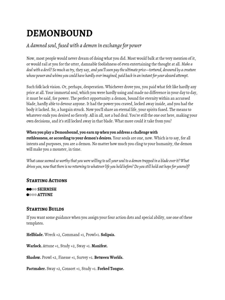 The Demonbound Character Sheet | PDF | Demons | Religious Belief And Doctrine