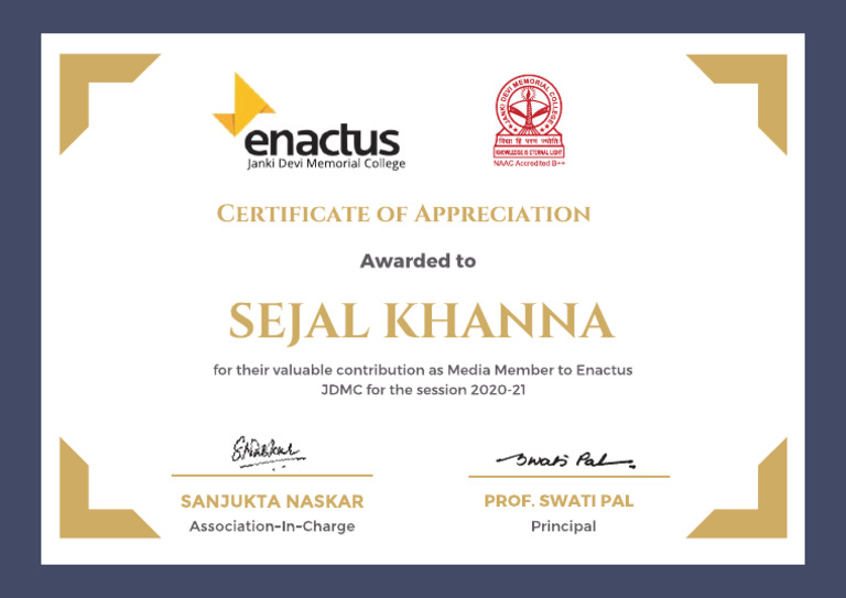 Enactus Certificate - 29 | PDF