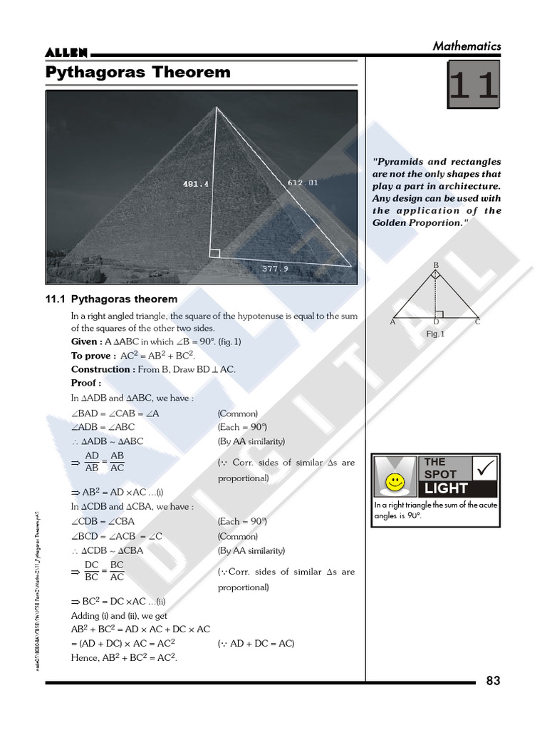 11. Pythagoras Theorem | PDF | Triangle | Euclid