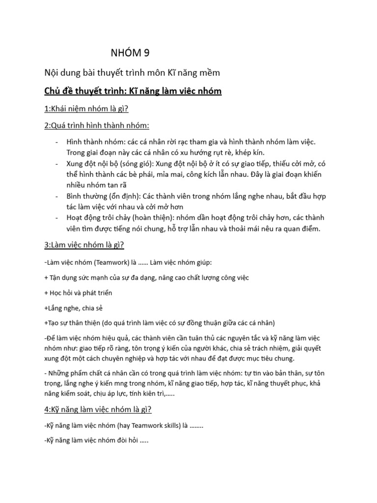 Nội dung Bài thuyết trình môn KNM | PDF