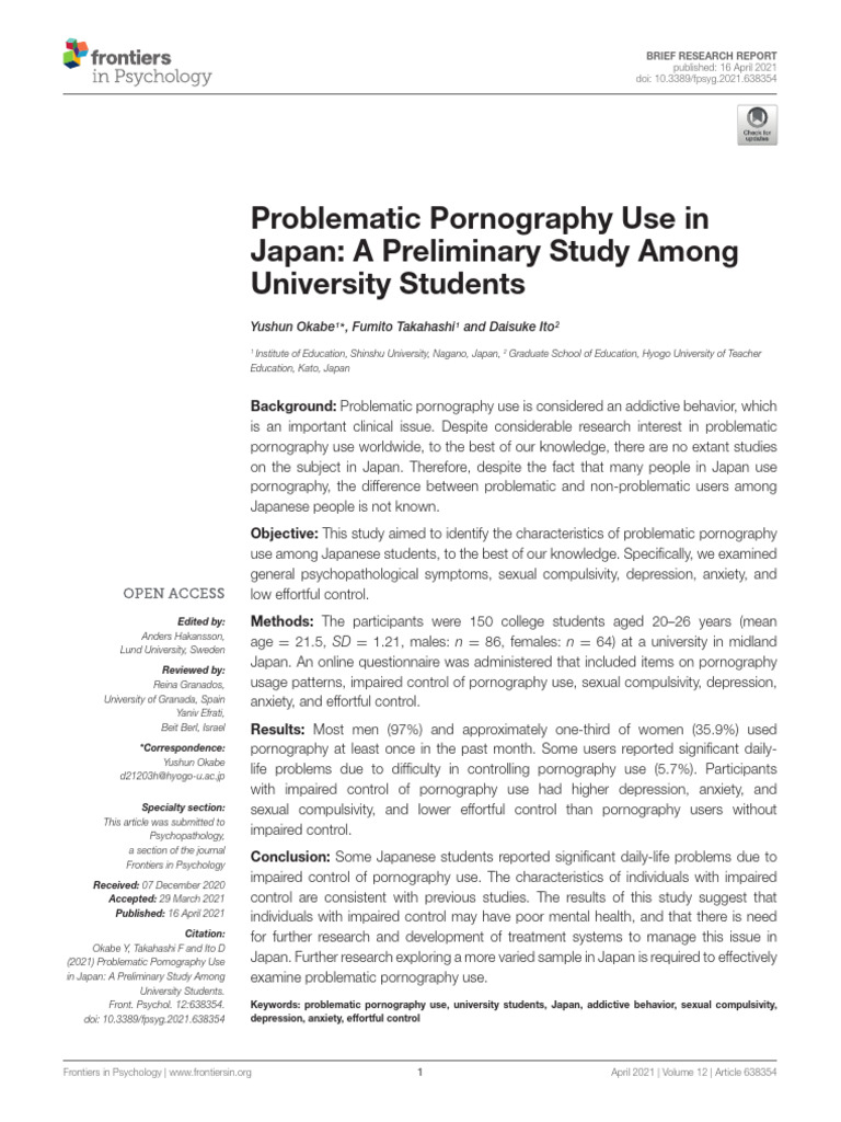 Problematic_Pornography_Use_in_Japan_A_Preliminary | PDF | Sexual Addiction | Behavioural Sciences