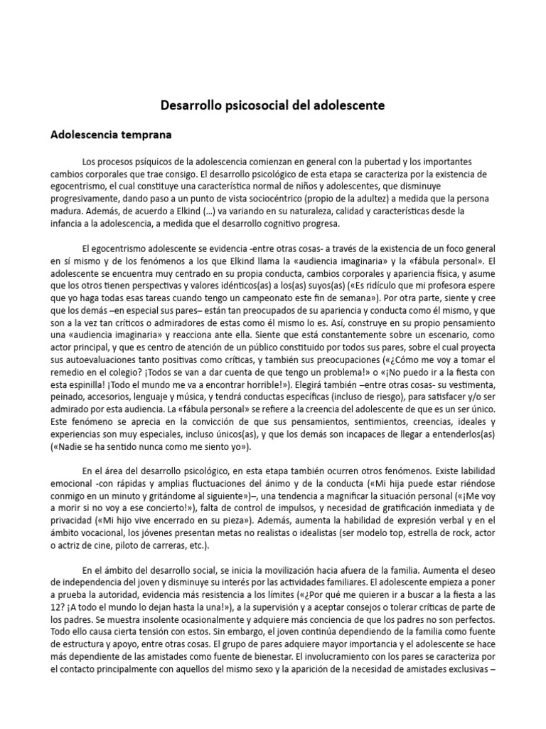 lectura - desarrollo psicosocial de la adolescencia_mykqpp8ug3 | PDF | Adultos | Adolescencia