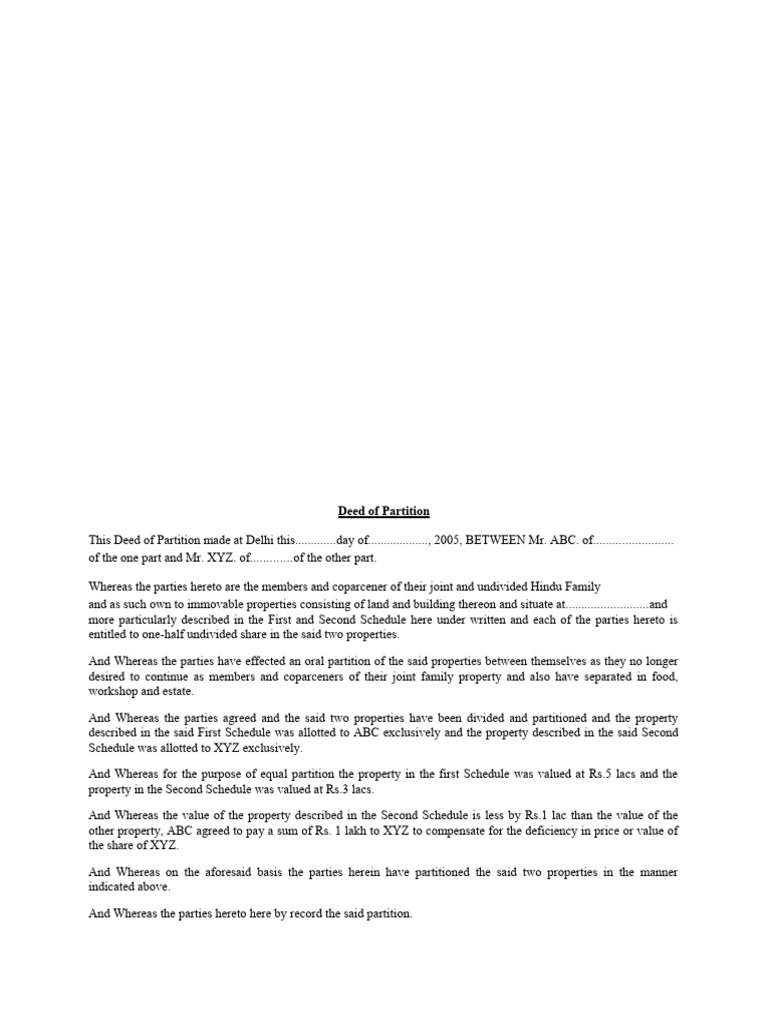 Deed_of_Partition | PDF | Covenant (Law) | Property Law