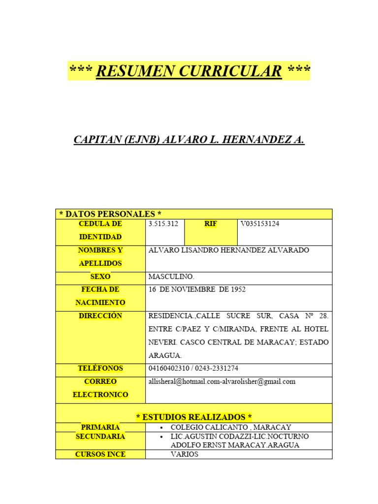 Curriculum Alvaro Actualizado 2019 | PDF | Venezuela