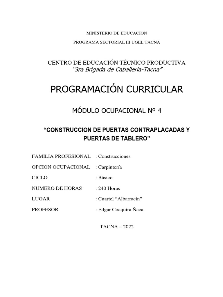 PC - IV Modulo-2022 | PDF | Evaluación | Madera contrachapada
