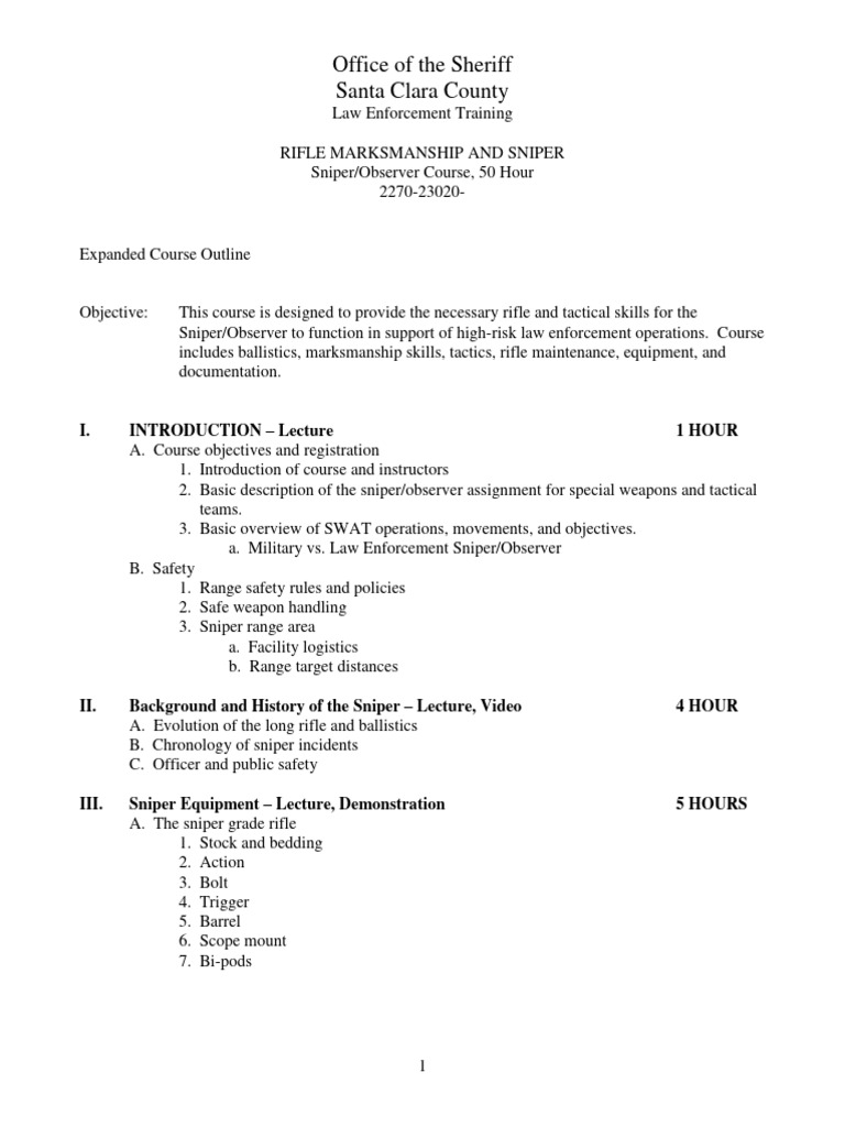 Outline | PDF | Sniper | Shooting