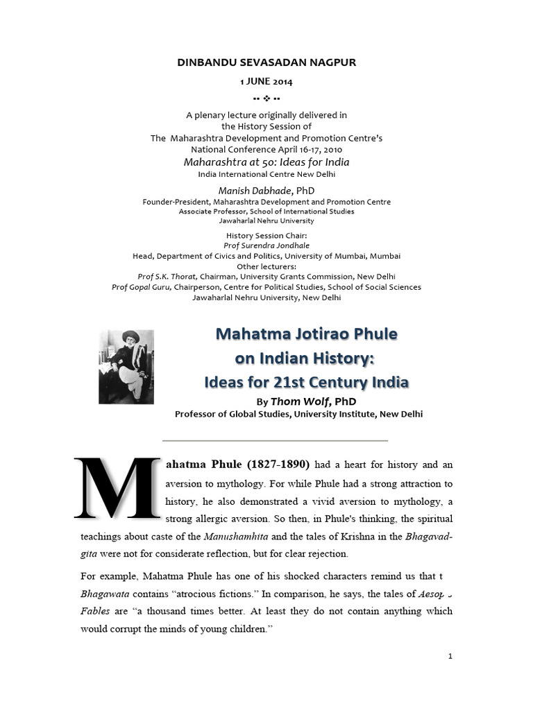 Mahatma Jotirao Phule On Indian History | PDF | Bhagavad Gita