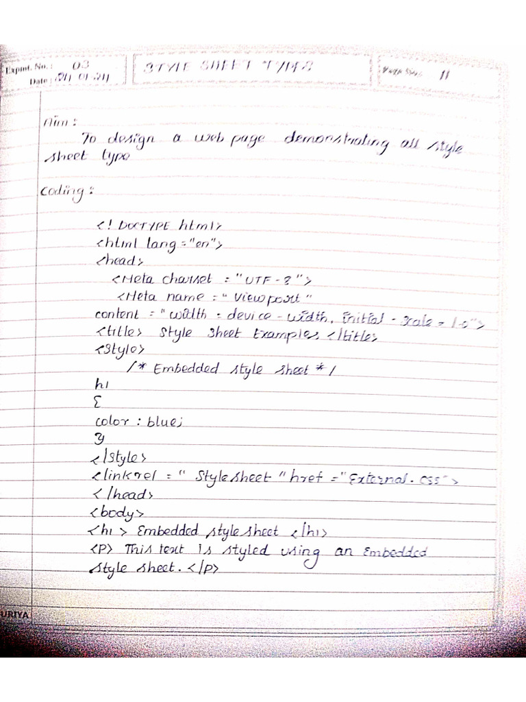 3rd Program Style Sheet Types | PDF