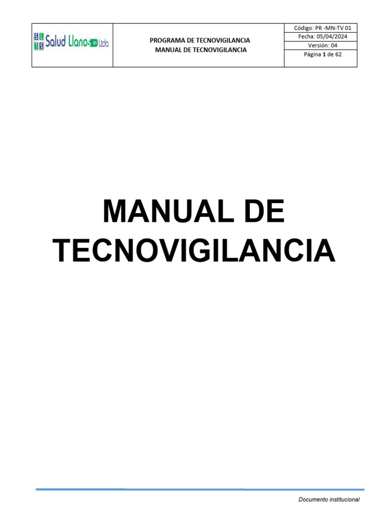 Manual De Tecnovigilancia 2024 Pdf Medicina Cuidado De La Salud