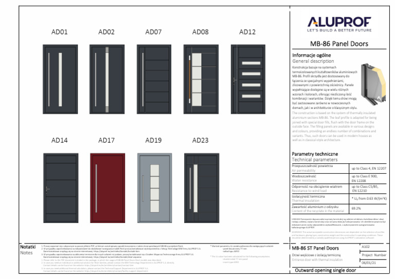 Aluprof - MB 86 ST - E - Alu - SGL Panel Door Outward Opening - EN | PDF