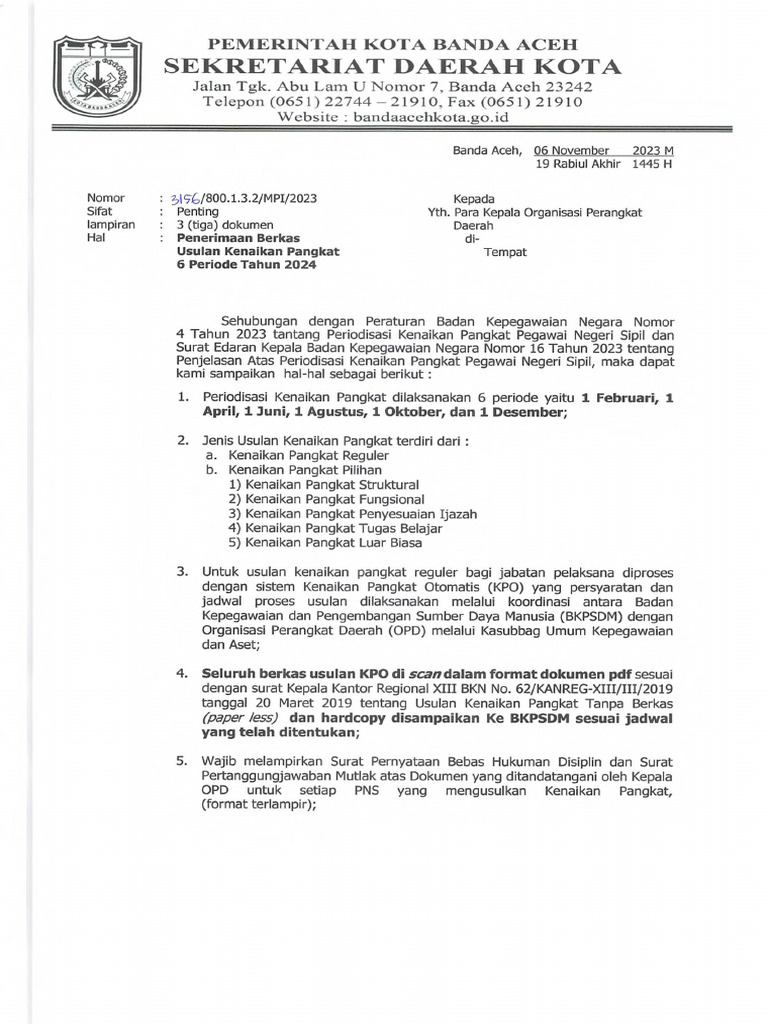 Surat Penerimaan Berkas KP 6 Periode | PDF