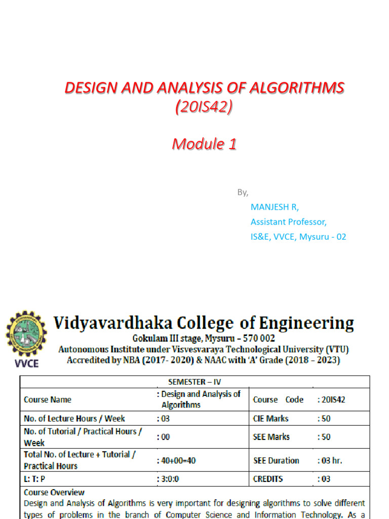 20IS42 Module-1 | PDF | Algorithms | Time Complexity