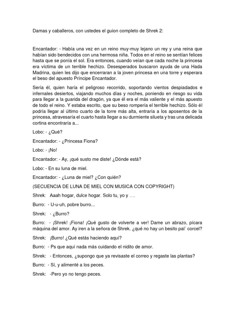 Screenplay Shrek 2 | PDF