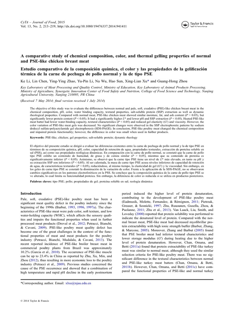 PSE vs Normal Chicken Breast Properties | PDF | Meat | Food Industry