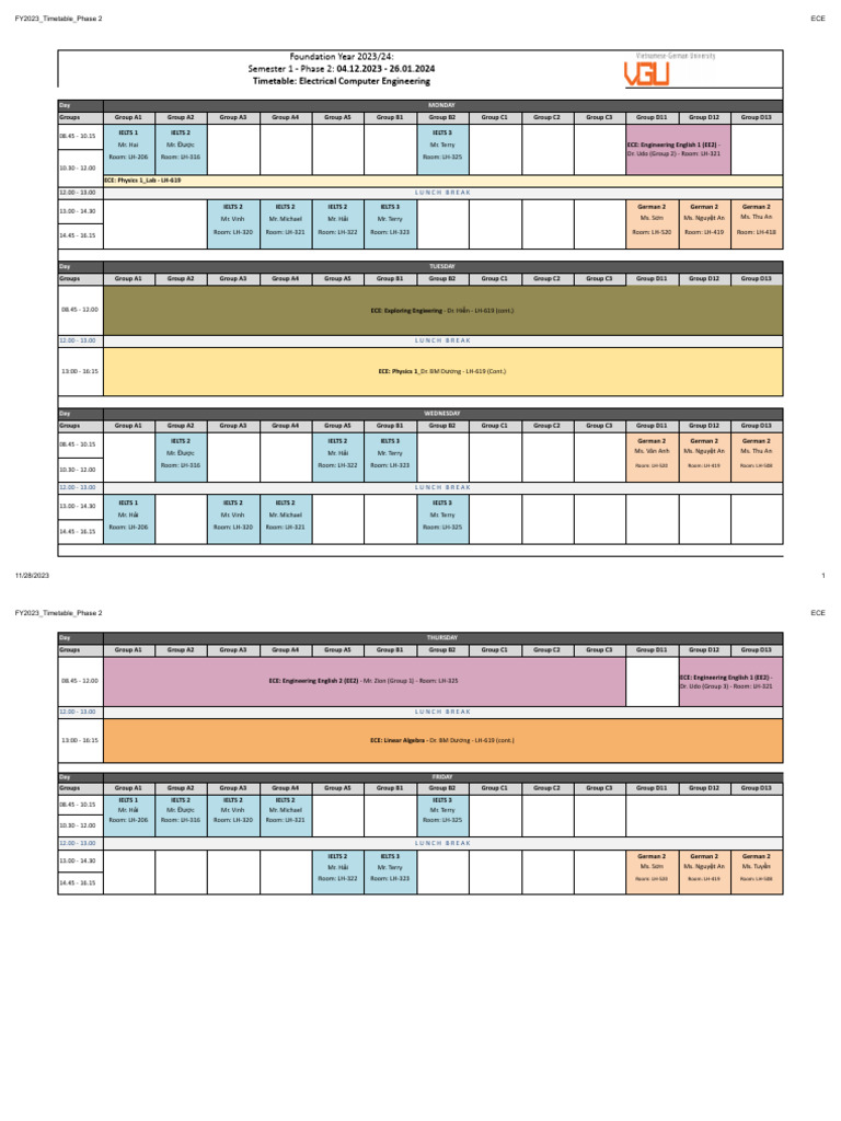 FY2023 - Timetable - Phase 2 - ECE | PDF