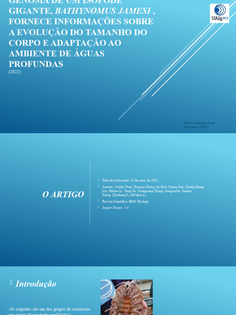 Genoma do Isópode Gigante B. jamesi | PDF | Crustáceo | Genoma