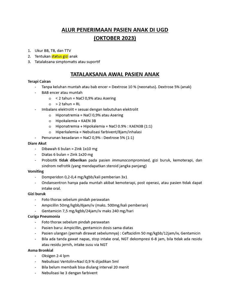 Alur Penerimaan Pasien Anak Di Ugd | PDF