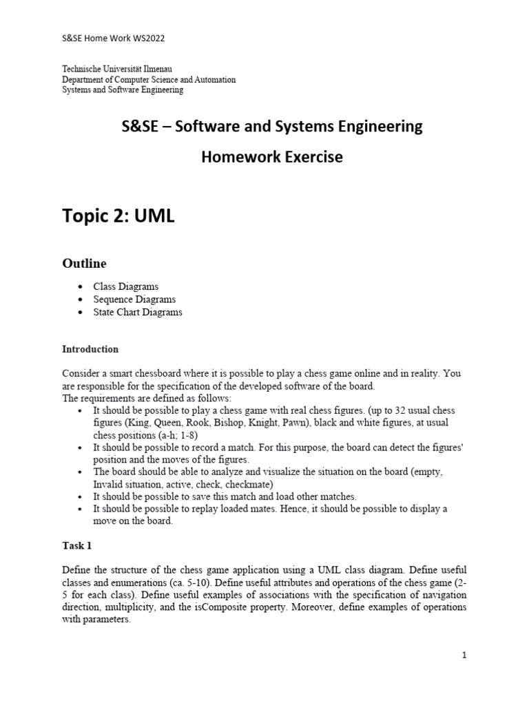 Sse2 Uml | PDF | Chess | Unified Modeling Language