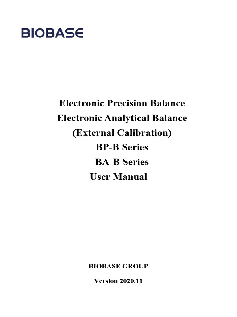 Biobase Precision Balance User Manual | PDF | Weight | Calibration