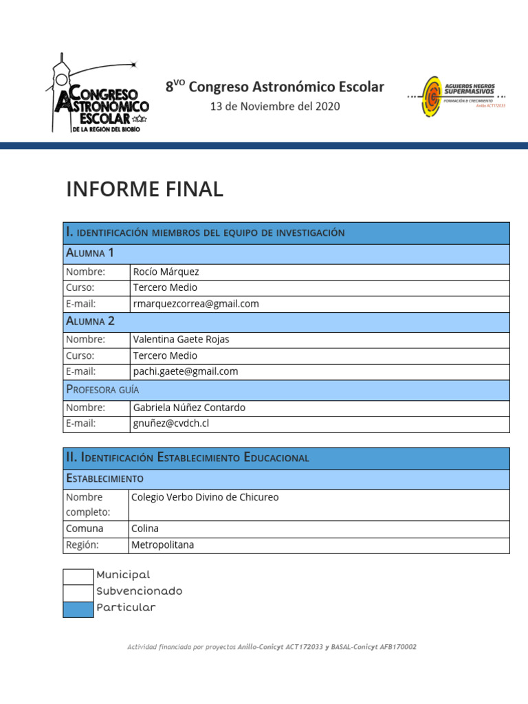 Informe Final Congreso Astronómico | PDF | Vía láctea | Calabozo