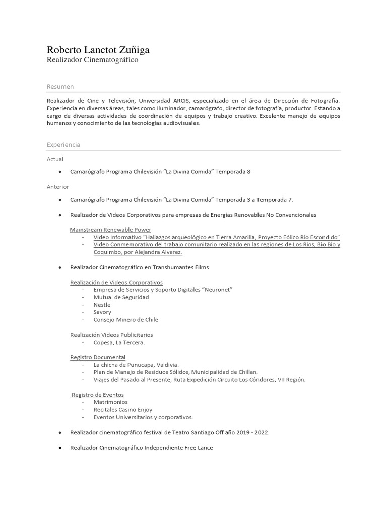 CV - Roberto Lanctot 2023 | PDF