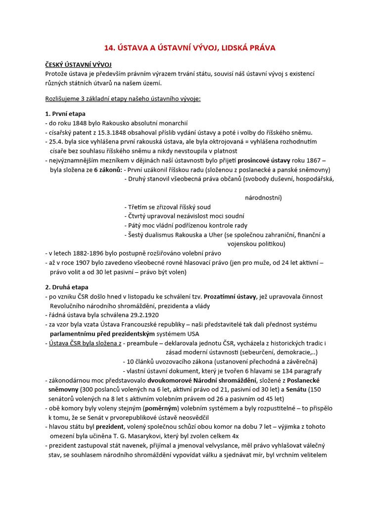 Ustava, Ustavni Vyvoj, Lidska Prava | PDF