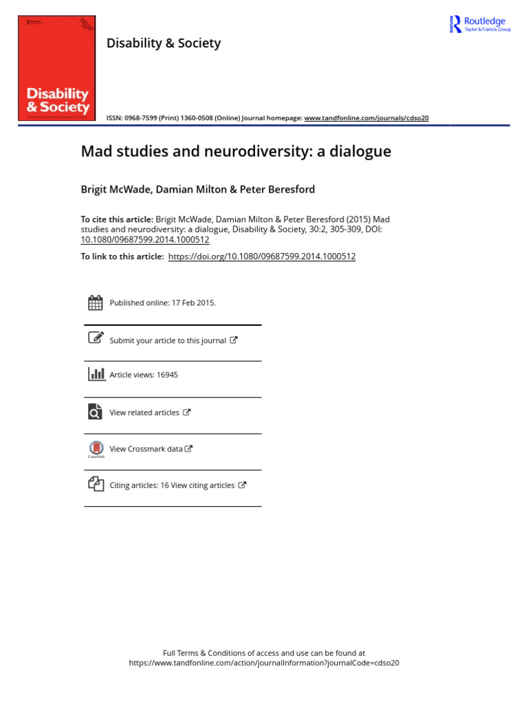 Mad Studies and Neurodiversity Dialogue | PDF | Disability | Mental ...