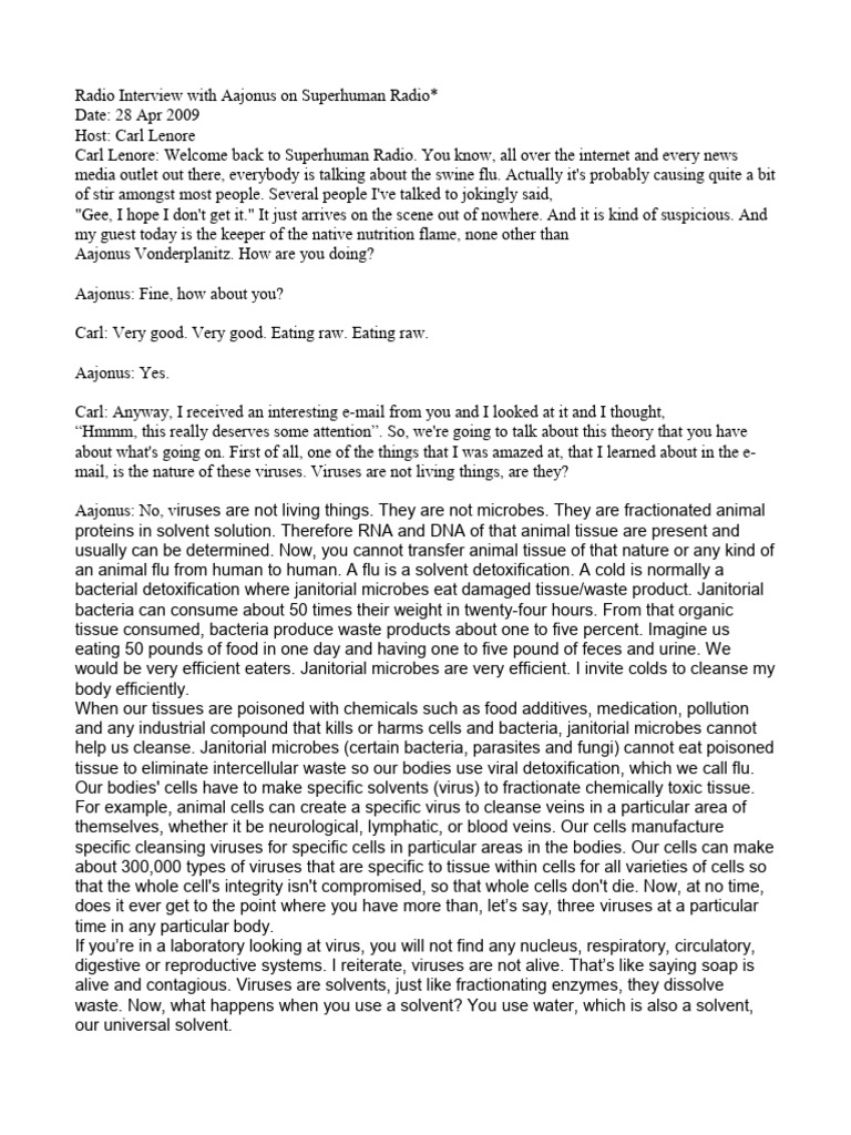 Interview On Swine Flu | PDF | Influenza | Virus